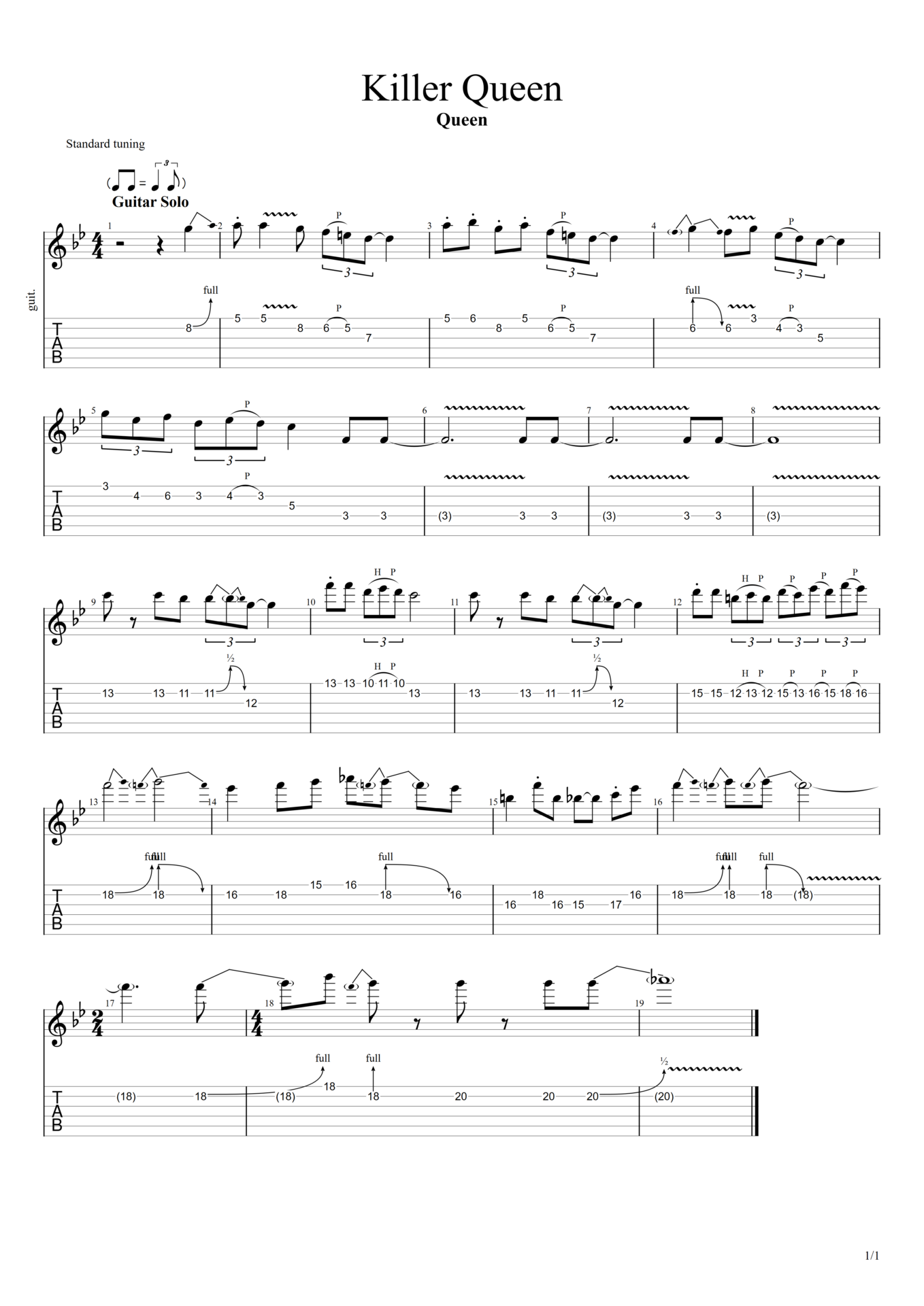 【Tab譜付き】クイーン – キラークイーン ギターソロを弾いてみる | ギタージャム